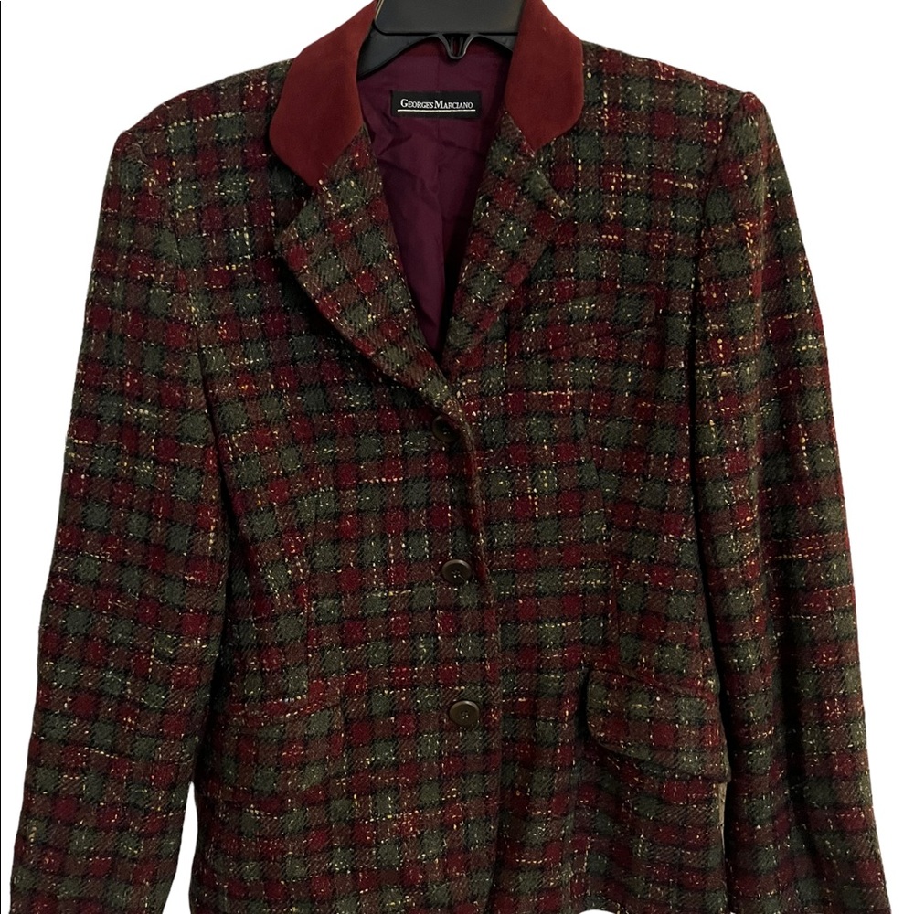 Georges Marciano (Vintage Guess) Lined 3 Button Plaid… - Gem